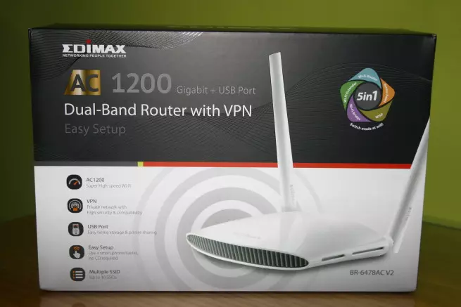 Hareupeun kotak router Panempoan hareup kotak router Edimax BR-6478AC V2