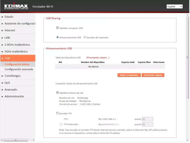 Edimax EW-6478AC V2 Konfigurasi USB