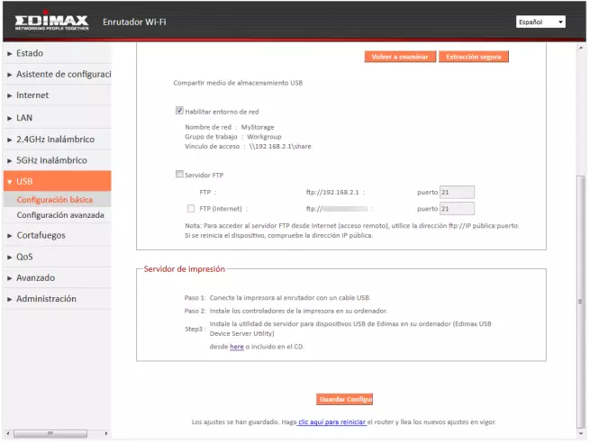 Configuració USB de l'Edimax EW-6478AC V2