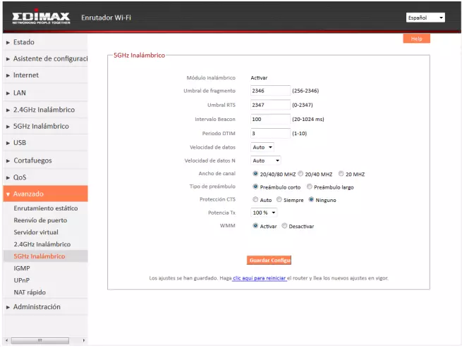 Advanced na Wi-Fi router EW-6478AC V2 5GHz