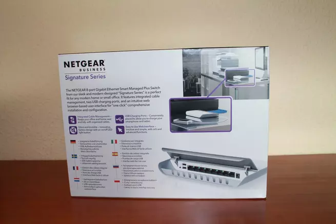 NETGEAR GS908E տուփի հետևի նկարը