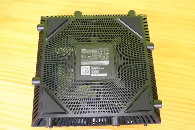 Bottom of the ASUS ROG Rapture GT-AX11000 gaming router in detail