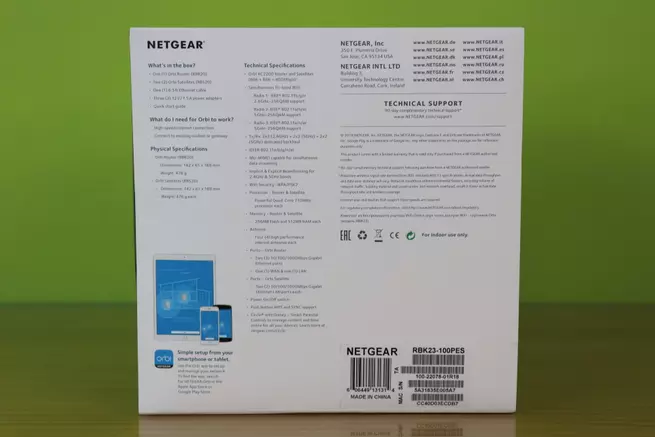 Detailed technical specifications of the NETGEAR orbi RBK23 mesh Wi-Fi system