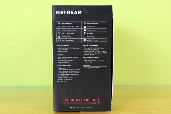 NETGEAR Nighthawk X4S EX7500 Wi-Fi रिपीटर बक्स दायाँ तर्फ