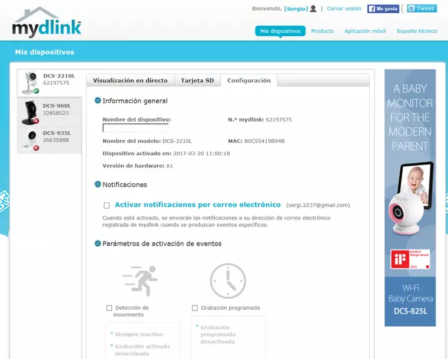 D-Link DCS-2210L: Analizo de ĉi tiu fotilo kun Full HD 1080p registrado 25607_40