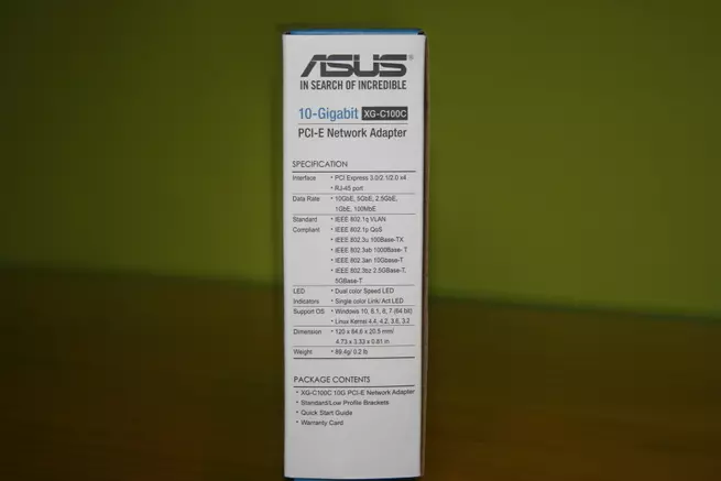 ASUS XG-C100C 10G tarmoq kartasining texnik xususiyatlari