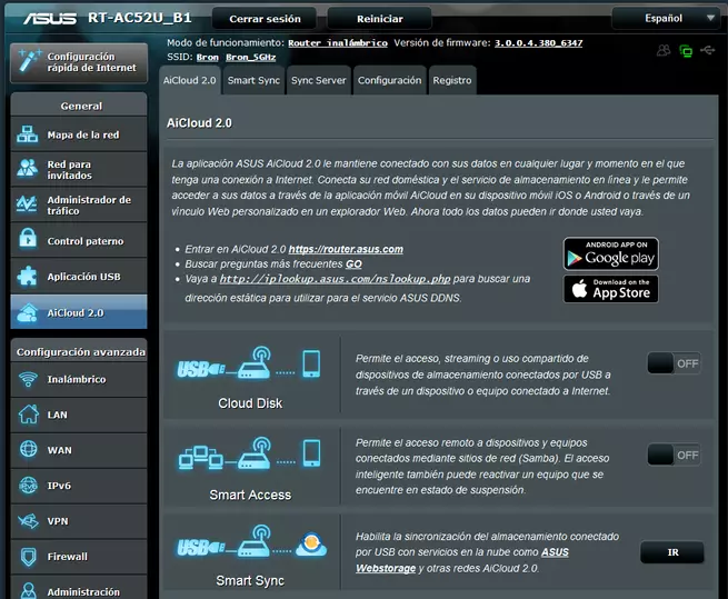 ASUS RT-AC52U B1: Dib u eegista labada-band AC750 iyo Gigabit router 25629_58