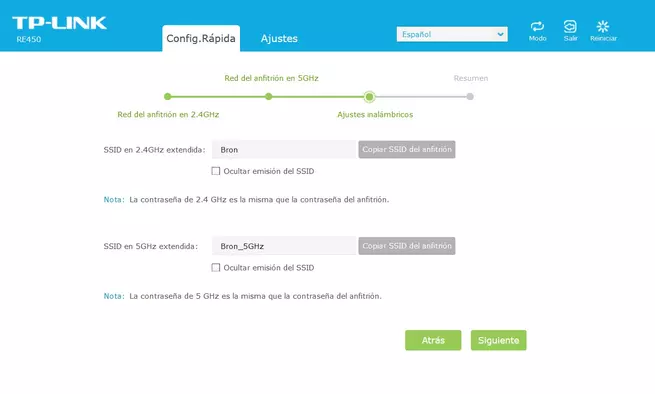 TP-Link RE450: Assistent de configuració web