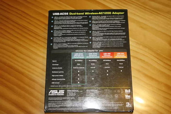 ASUS USB-AC56 ୱାଇ-ଫାଇ କାର୍ଡ କେସ୍ ପଛକୁ |