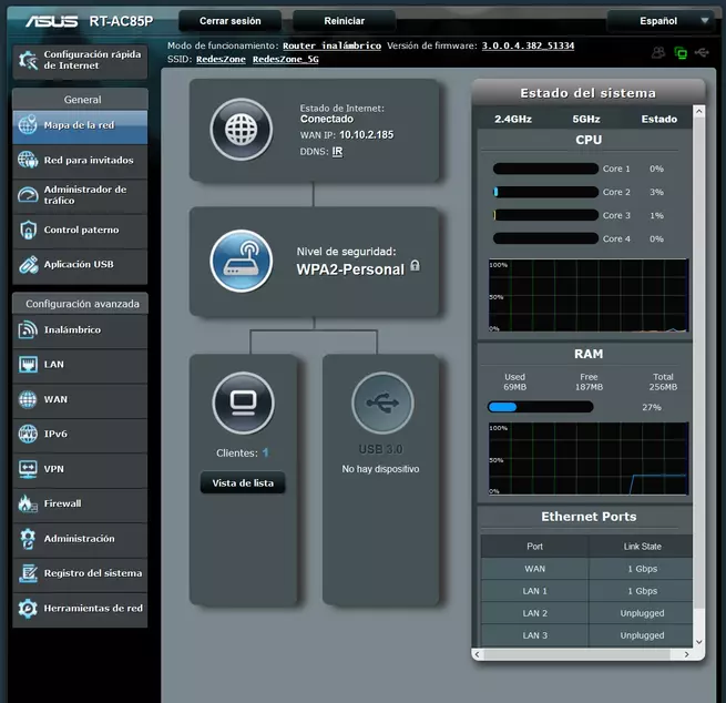 ASUS RT-AC85P: Ongororo yeiyi mbiri-bhendi AC2400 uye USB 3.0 router 25669_45