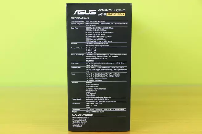 Bahagian kiri sarung sistem Wi-Fi ASUS RT-AX92U AiMesh