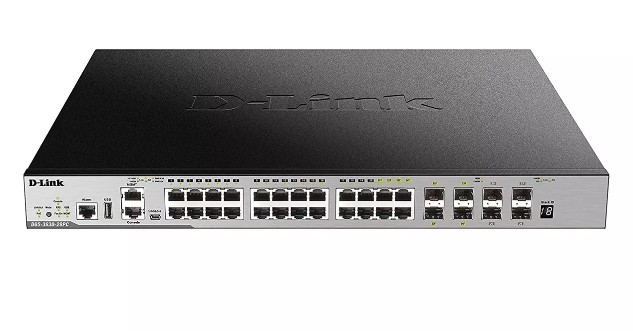 D-Link DGS-3630-28PC: Analisis switch iki L3 Gigabit, PoE lan SFP +