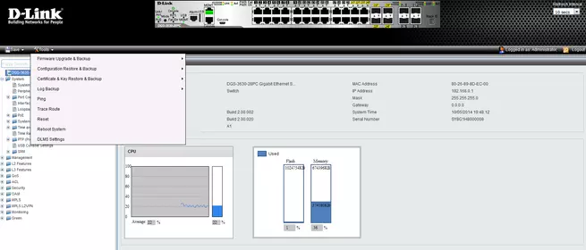 D-Link DGS-3630-28PC: Analisis sakelar ini L3 Gigabit, PoE dan SFP + 25749_41