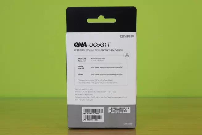 QNAP QNA-UC5G1T USB 3.0 to 5GbE Adapter Case Back with Software Features