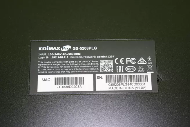 Naljepnica Edimax GS-5208PLG upravljanog prekidača