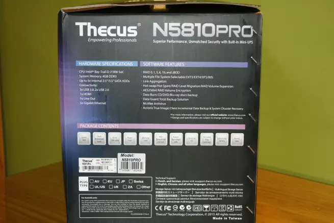Qutiya Thecus N5810PRO bi taybetmendiyên teknîkî