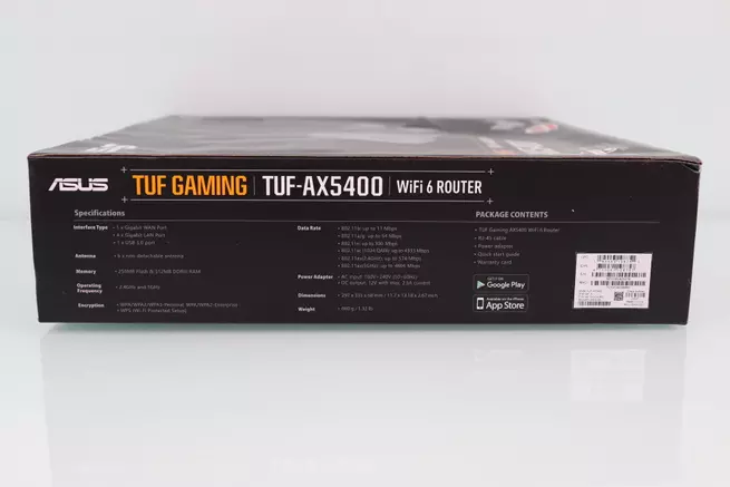 د ASUS TUF-AX5400 لوبو روټر بکس کیڼ اړخ