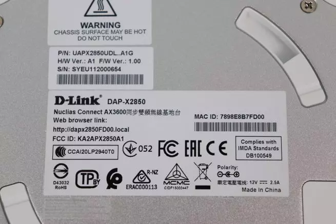 D-Link DAP-X2850 Professional AP Back Sticker