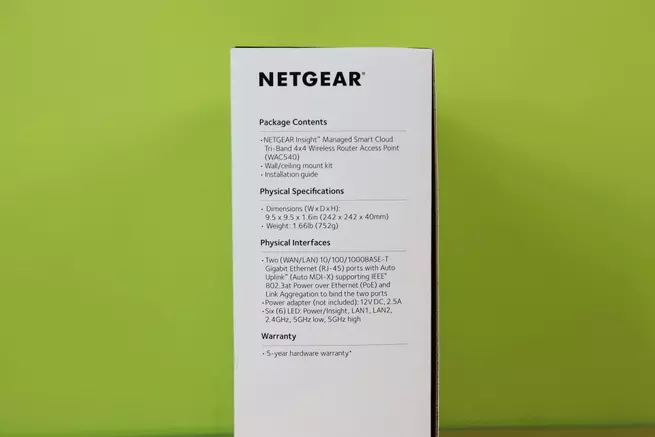 NETGEAR WAC540 Professional AP ケースの左側の詳細