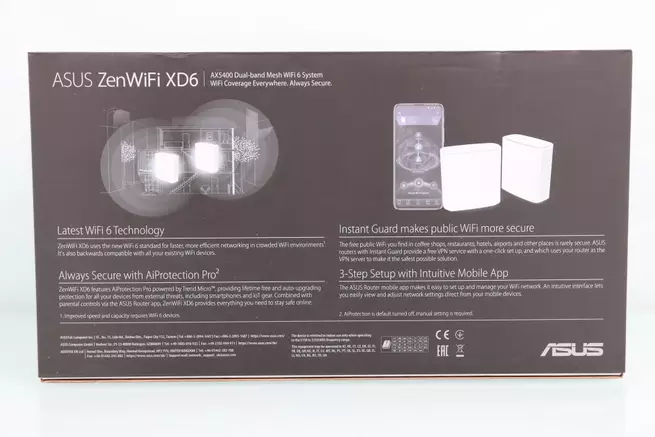 ASUS ZenWiFi XD6 Mesh WiFi පද්ධති නඩුවේ පසුපස දර්ශනය