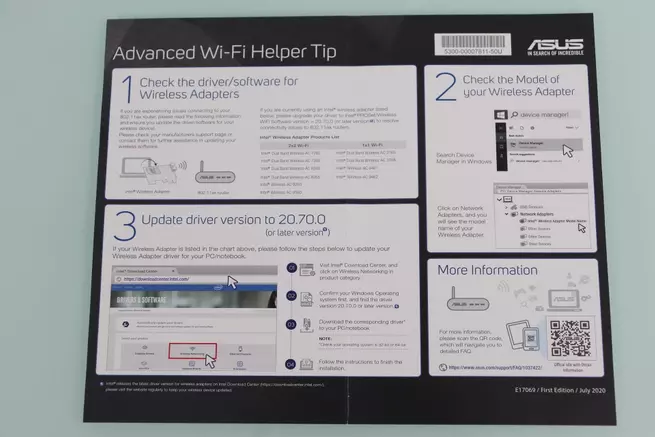 View of the Intel WiFi 6 drivers brochure on the ASUS ZenWiFi XD6