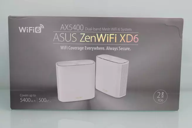 ASUS ZenWiFi XD6 Mesh WiFi системийн хайрцагны урдаас харах