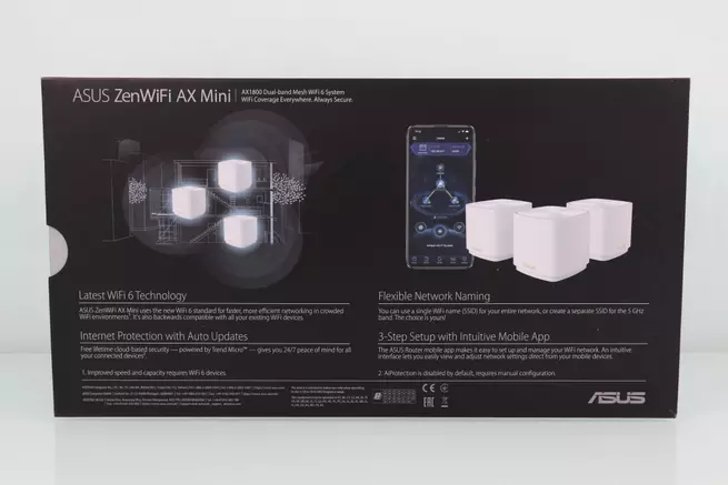 Заден приказ на куќиштето на системот ASUS ZenWiFi AX Mini XD4 Mesh WiFi