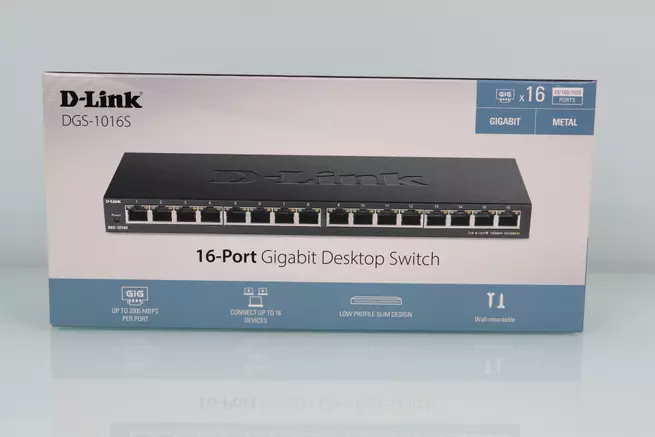 Fronta vido de D-Link DGS-1016S neadministrita ŝaltilkesto