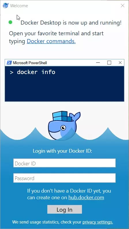 Handbók til að setja upp Docker á Windows 10 stýrikerfi 7632_9