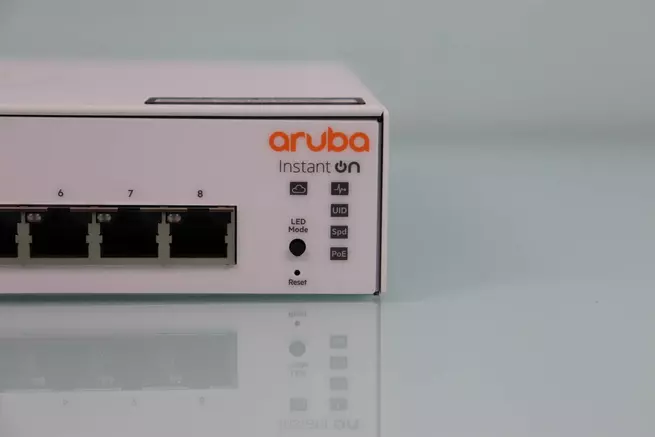 Højre zone på Aruba Instant On JL811A-styret switch med LED'erne