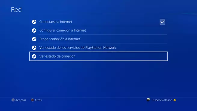 Menu di connessione PS4